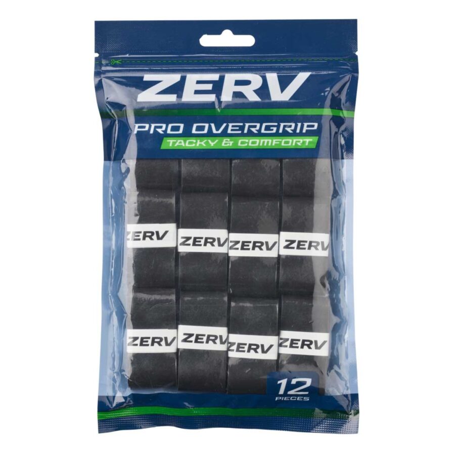 ZERV Pro Overgrip 12-Pack Black | 12-pak Badminton Greb