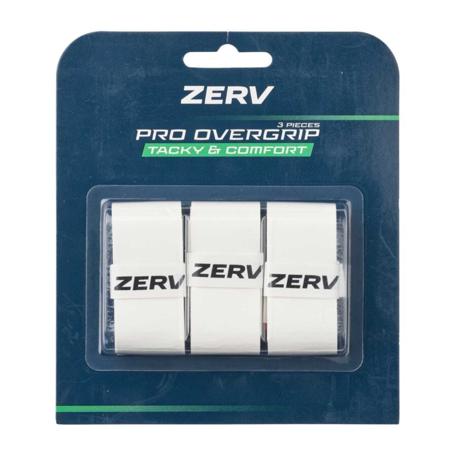 ZERV Pro Overgrip 3-Pack White | Badminton Greb → Køb!